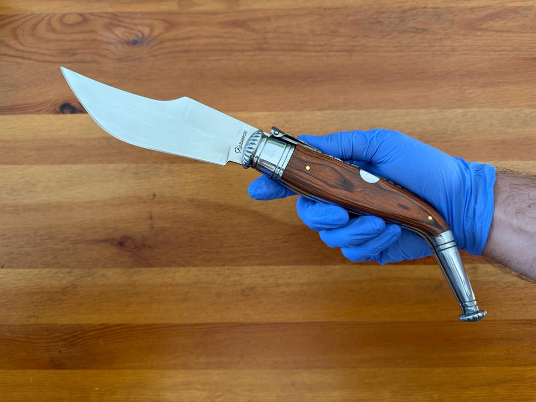 5.7” Spanish Navaja Jerezana Folding Knife Red Stamina Wood Scales With ...