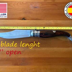 9" Giant Navaja Sevillana Folding Pocket Knife Red Wood Scales From ...