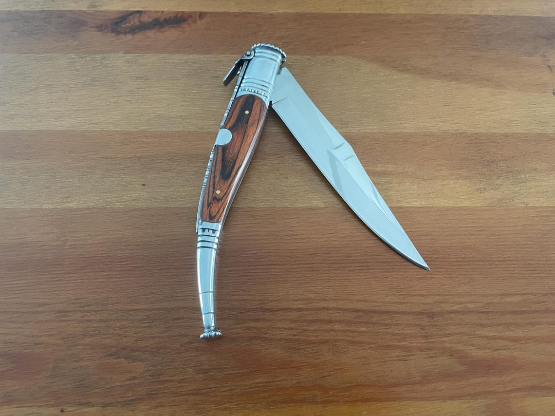6” Spanish Navaja Serrana Folding Pocket Knife Red Stamina Wood Handle ...