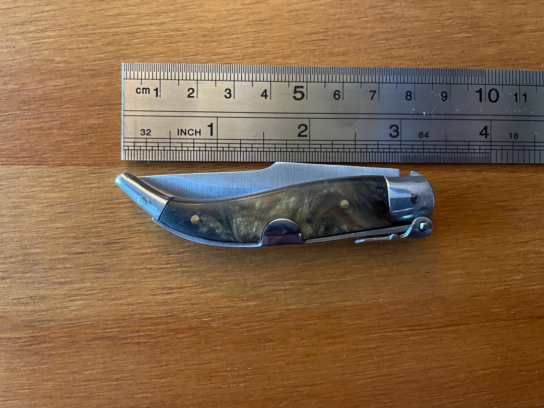 2.5” Spanish Navaja Teja Albacete Pocket Knife Brown Celluloid Scales ...