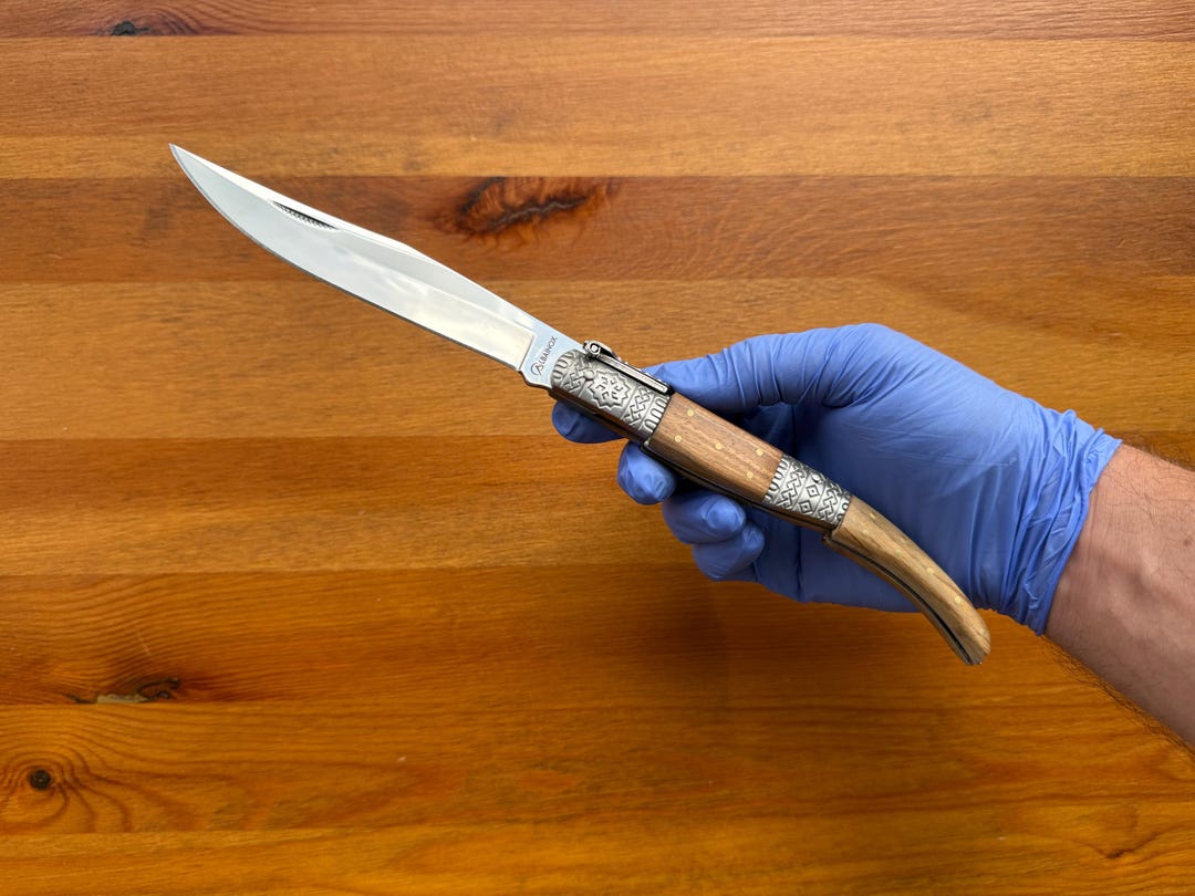 5.3" Blade Arabian Style Ratchet Navaja Knife Zebra Wood Handle ...