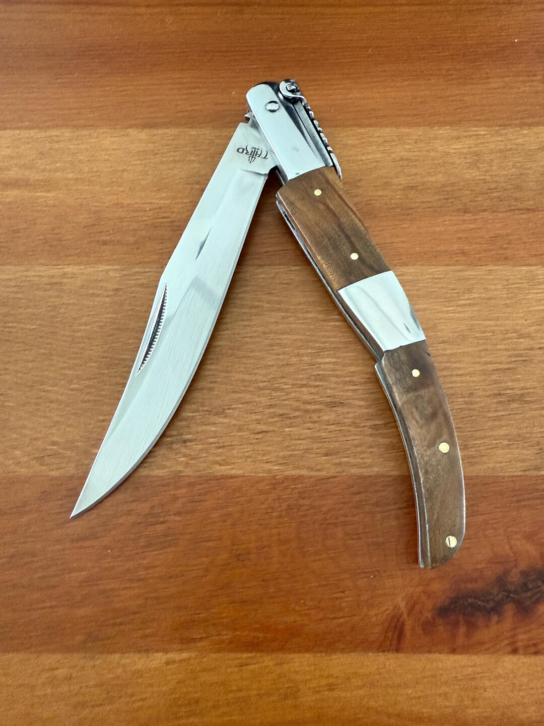 Arabian Navaja Ratchet Pocket Knife: Olive Wood & Steel Handle, 5.1 ...