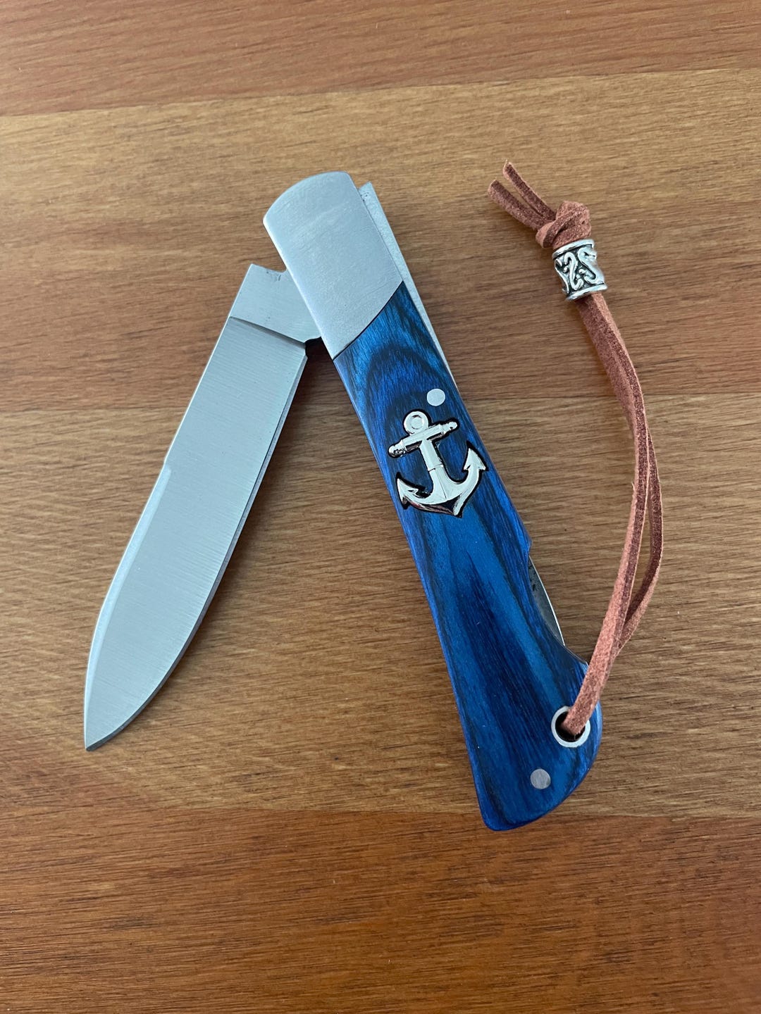 3.15" Steel Navaja Pocket Knife Sailor / Marinera Blue Stamina Wood ...