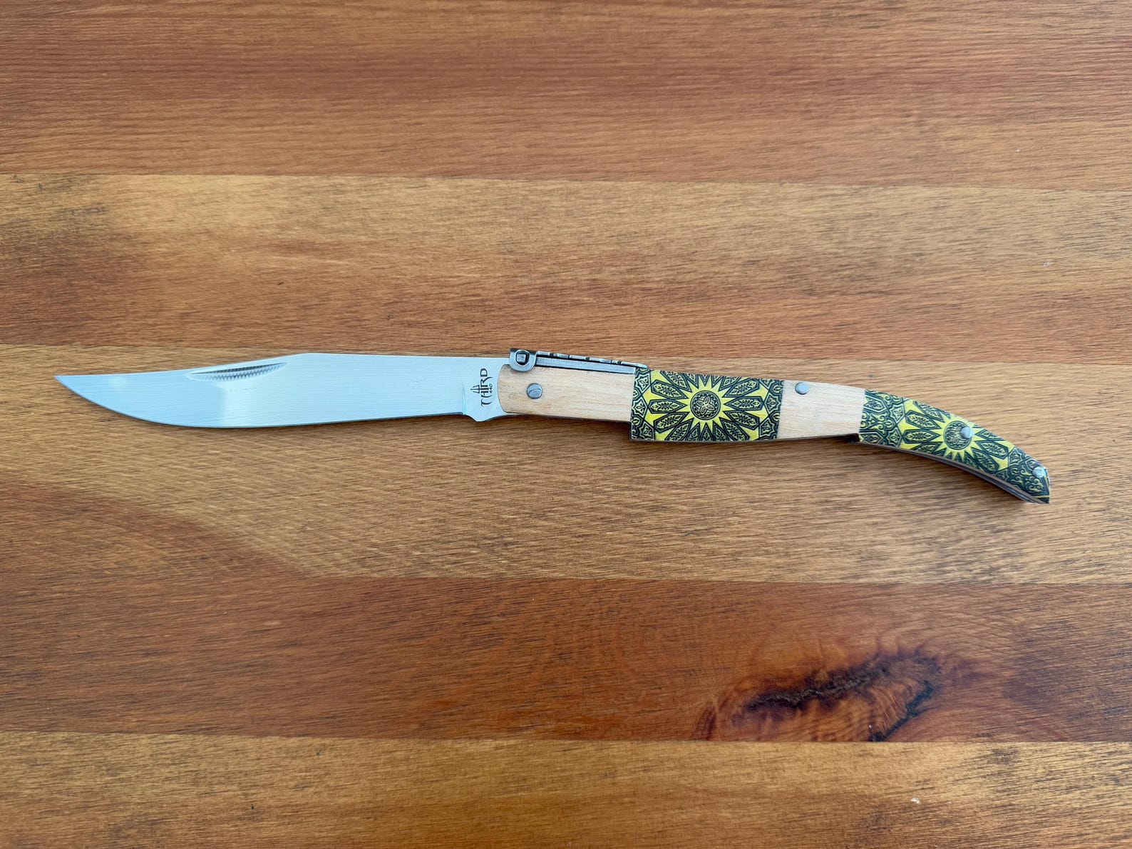 5" Arabian Style Navaja With Ratchet Pocket Knife Maple Wood Handle ...