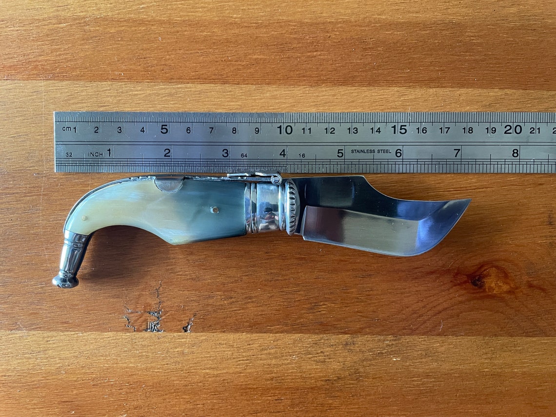 3” Spanish Navaja Capaora Pocket Knife Bull Horn Unique Handle Handmade ...