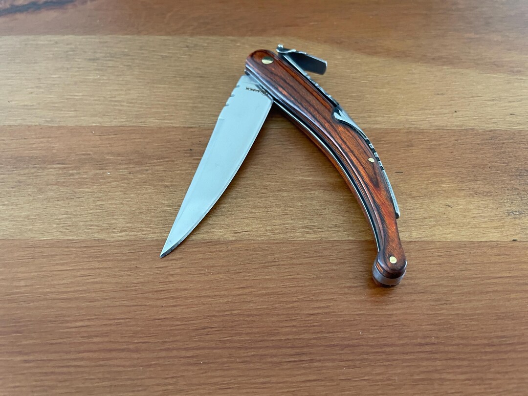 3.34 In. Spanish Navaja Folding Pocket Knife Red Stamina Wood Handle ...