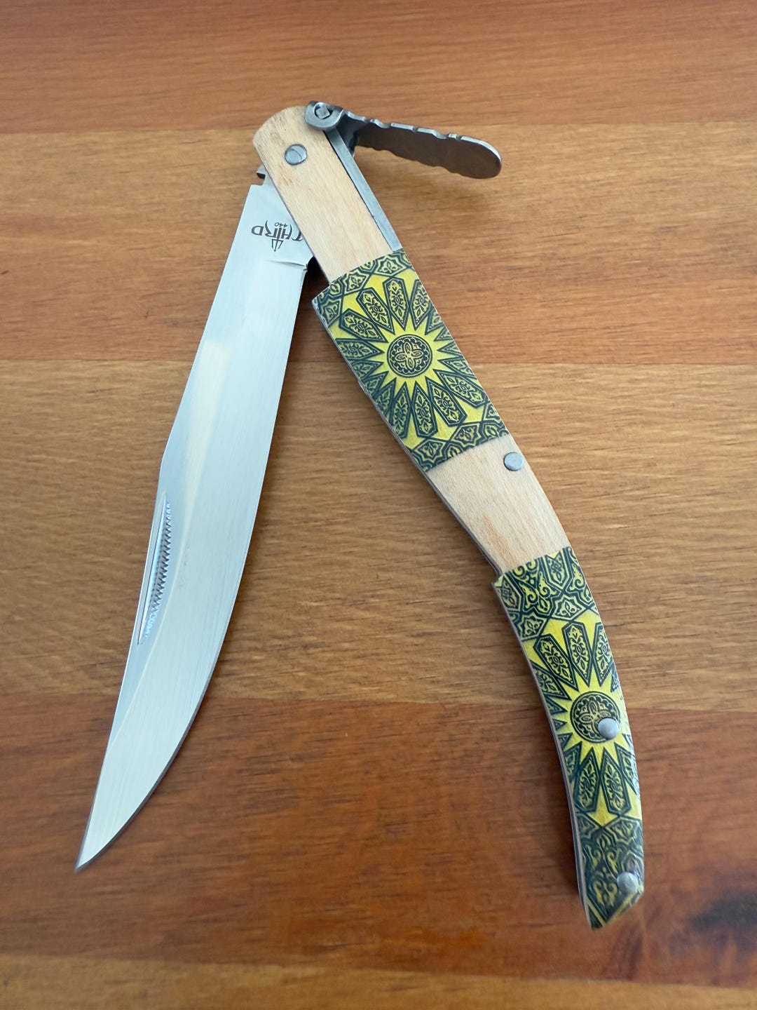 5" Arabian Style Navaja With Ratchet Pocket Knife Maple Wood Handle ...