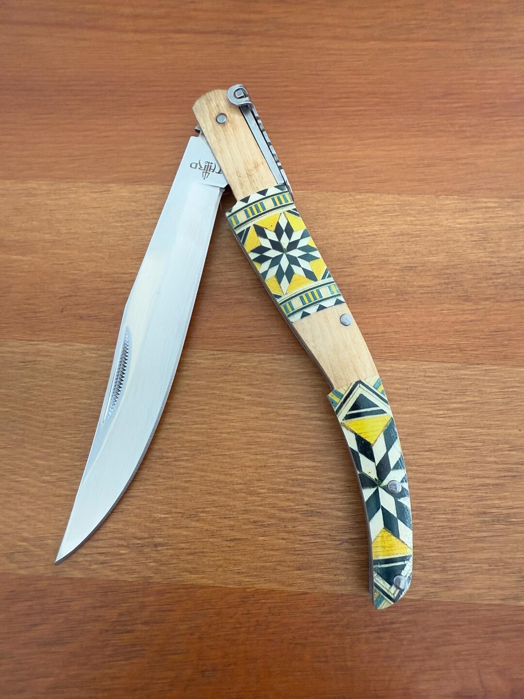 5" Arabian Style Spanish Navaja With Ratchet Pocket Knife Maple Wood ...