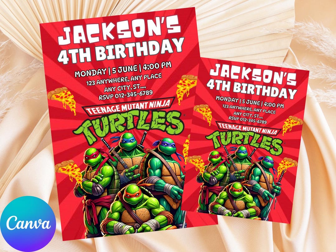 Editable Ninja Turtle Invitation, Karate Birthday Invite Boy, Ninja ...
