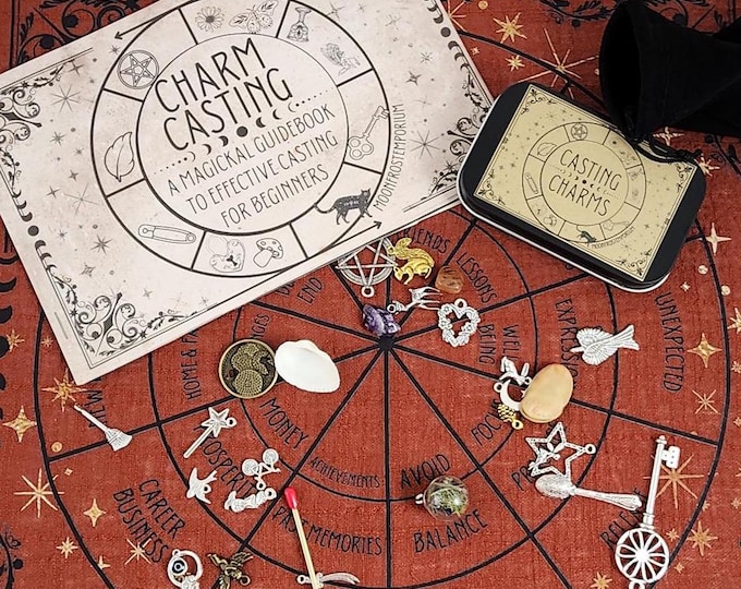 Charm Casting Kit & Guidebook Complete Set Divination Charms Crystals ...
