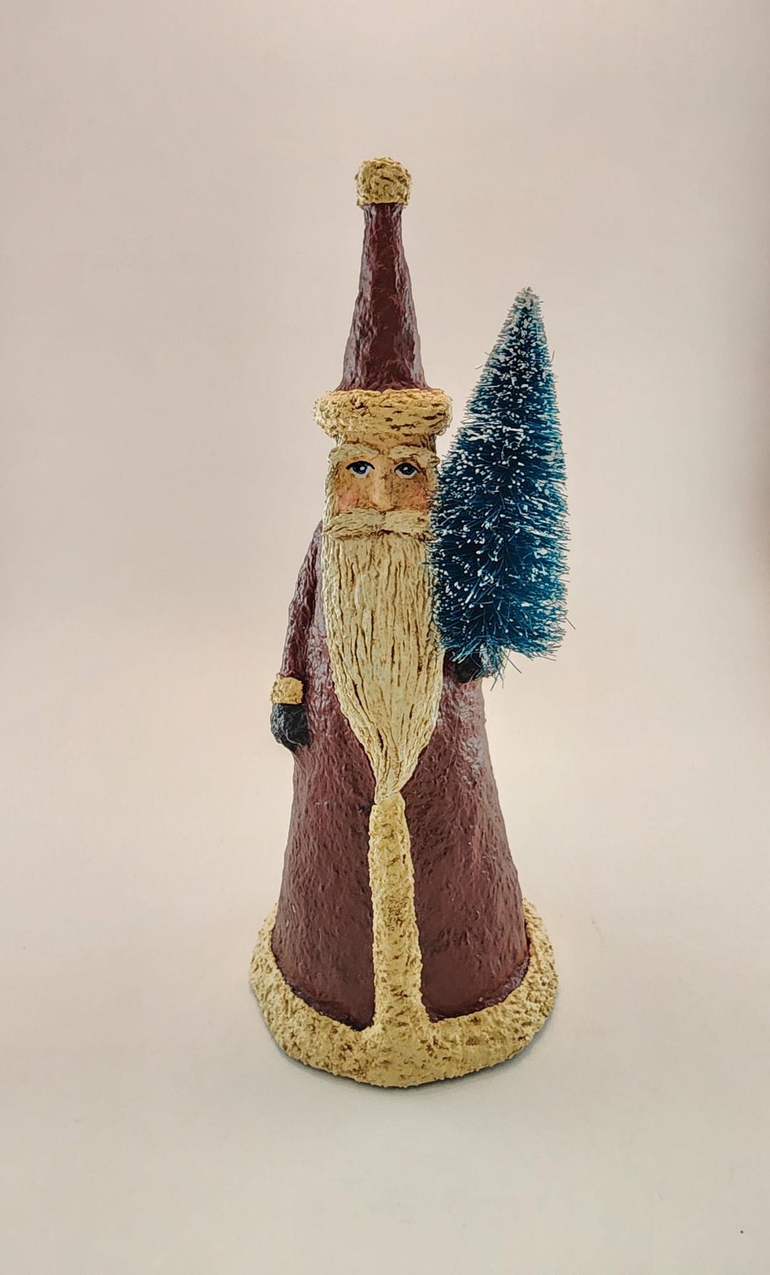 Traditional Saint Nicholas Antiqued Rustic Primitive Santa Claus Papier ...