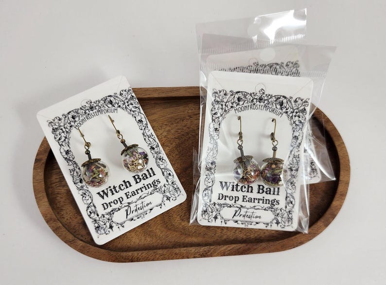 Witch Ball Earrings Witchy Herbs Apothecary Glass Orb Bottles ...