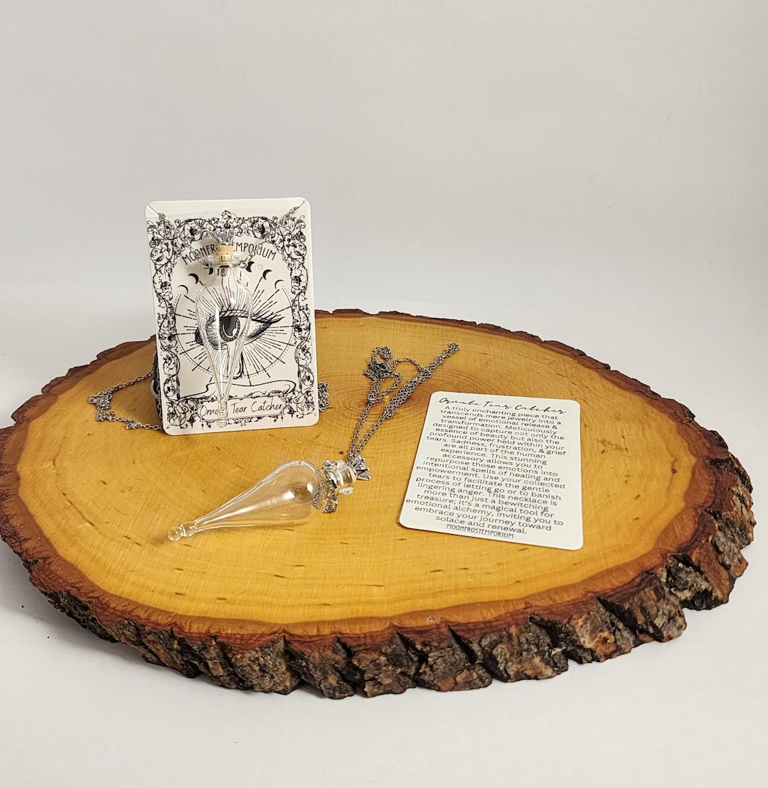 Ornate Tear Catcher Necklace Glass Vial Tear Jar Necklace Witchcraft ...