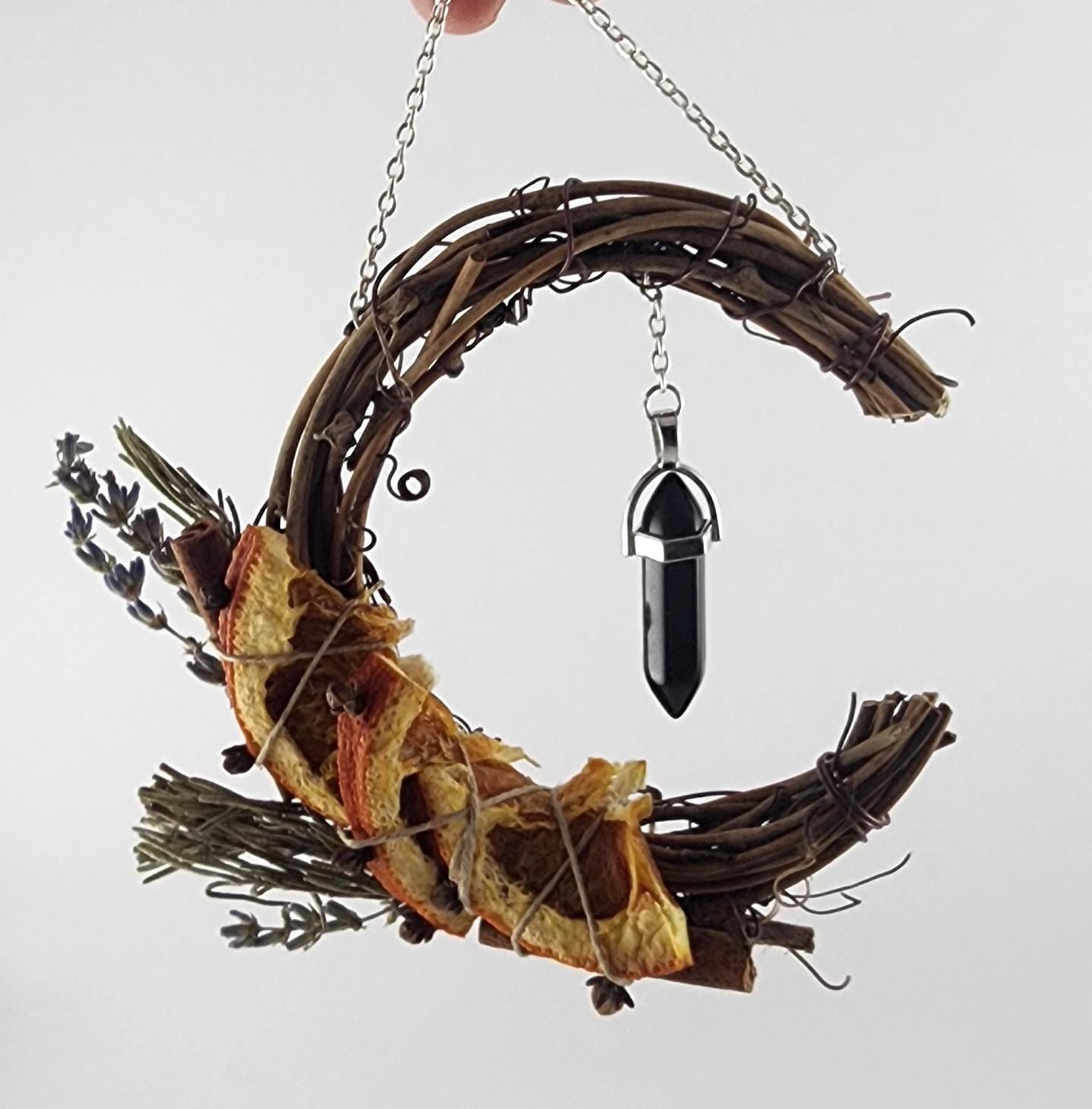 Mini Botanical Crescent Moon Peace and Protection Wreath Wildcrafted ...