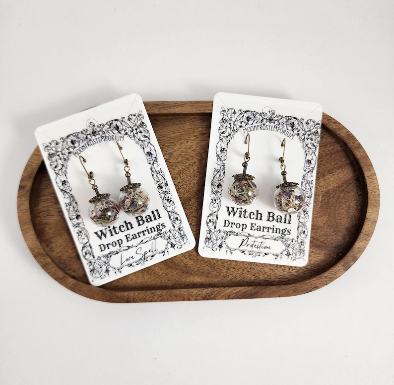 Witch Ball Earrings Witchy Herbs Apothecary Glass Orb Bottles ...
