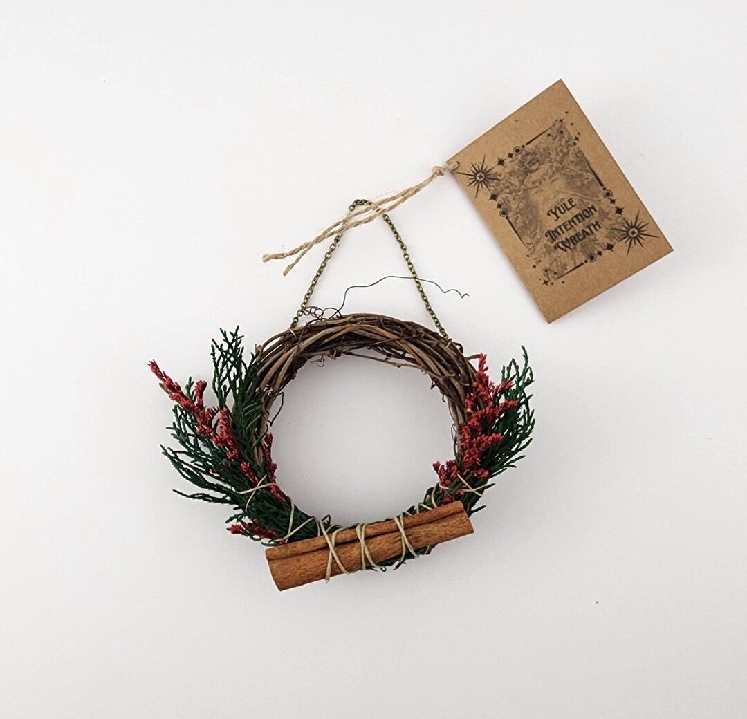 Mini Yule Wreath Wheel of the Year Decor Winter Solstice Witch Decor ...