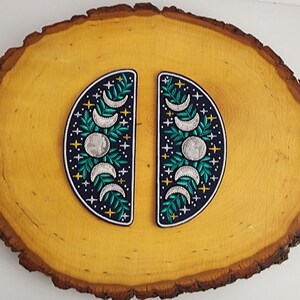 Moon Phase 4.5x2 Embroidered Patch High Quality Iron on Botanical Moon ...