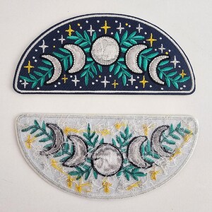 Moon Phase 4.5x2 Embroidered Patch High Quality Iron on Botanical Moon ...