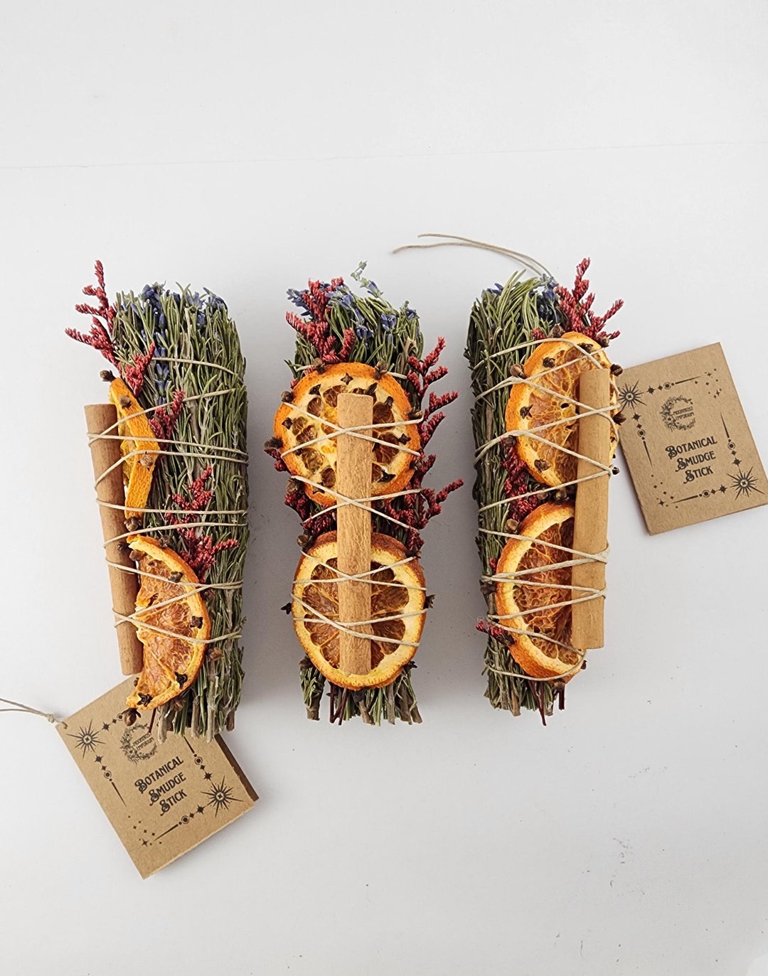 7" Large Yule Tide Smudge Wand Herbal Smoke Cleansing Smudge Stick ...