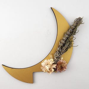 Crescent Moon Door Corner Decor Botanical Crystal Embellished Wooden ...