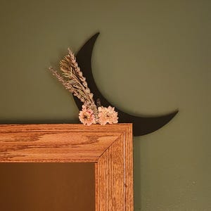 Crescent Moon Door Corner Decor Botanical Crystal Embellished Wooden ...