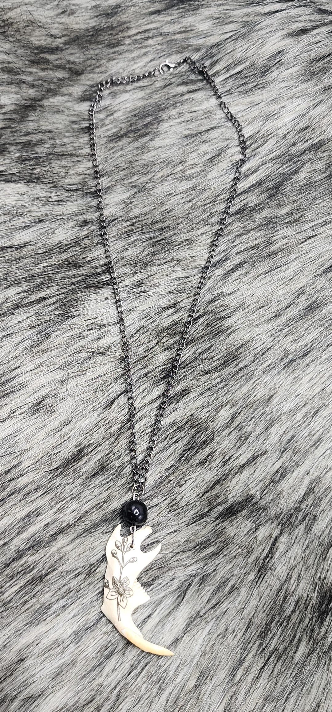 Gothic Muskrat Jaw Necklace Unique Bone & Bead Jewelry Fully ...