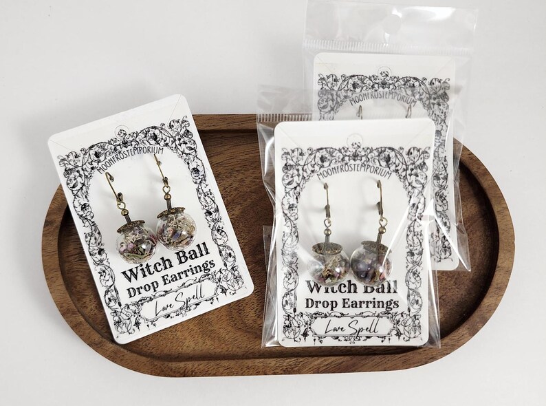 Witch Ball Earrings Witchy Herbs Apothecary Glass Orb Bottles ...