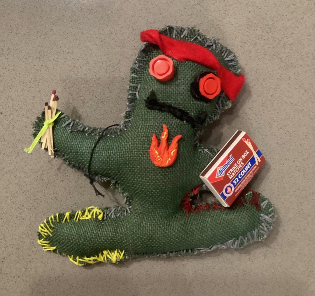 Handmade Burlap Poppet Doll: "pyro Petey" With Matchbox & Herbs - Etsy