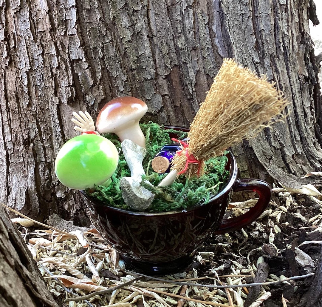 Witch Altar Garnet Teacup Homemade Miniature Graveyard, Decoration ...