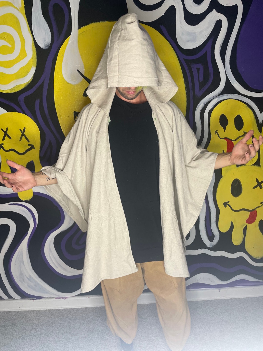 Festival Cloak With Hood OG Canvas Cloak 100% Upcycled Fabrics Music ...