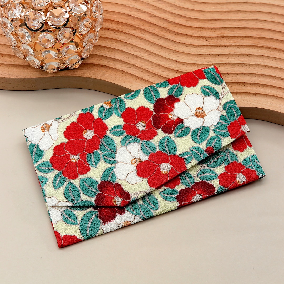 Japanese Magnetic Pouch Camellia Multicolor Handmade Pouch Elegant ...