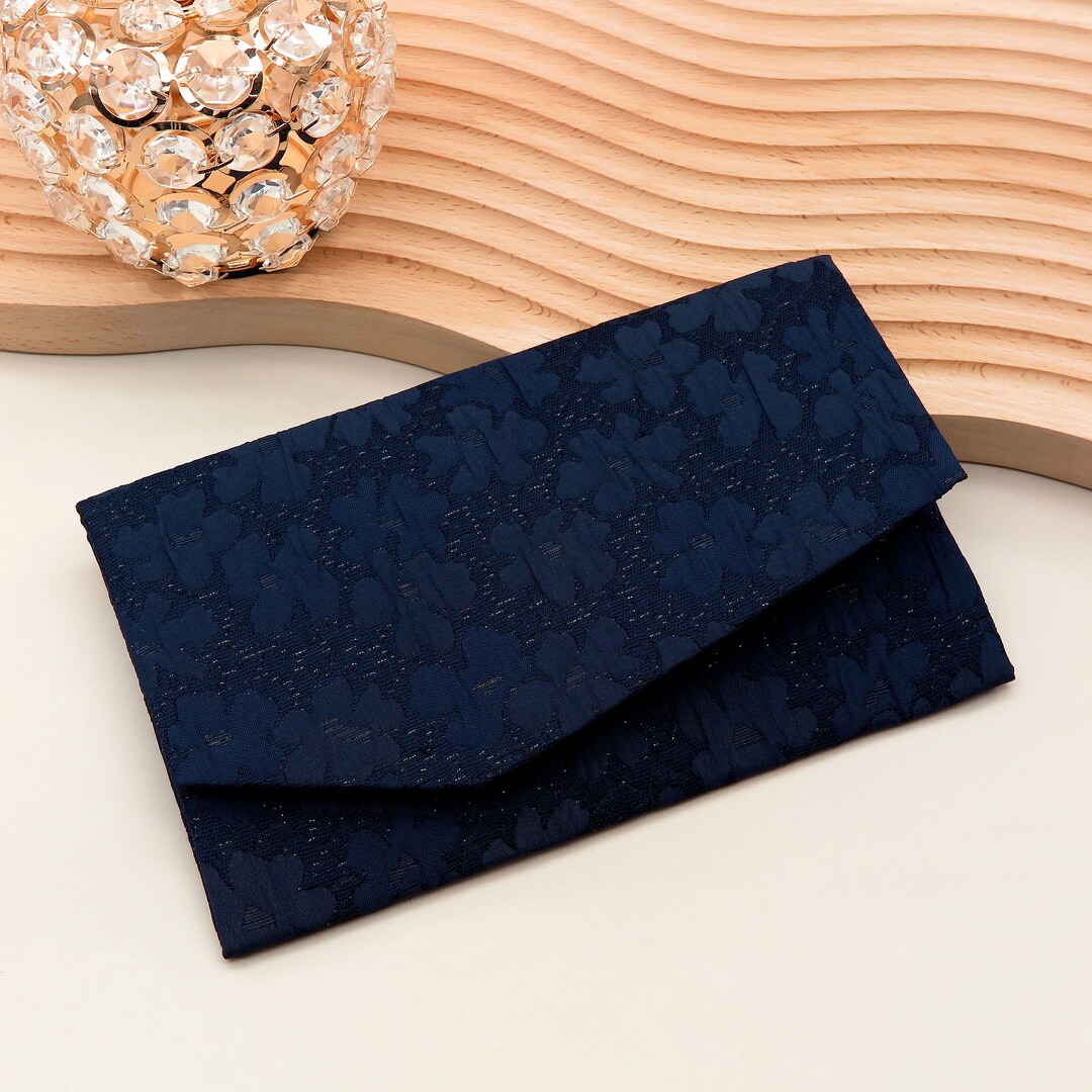 Japanese Magnetic Pouch Cherry Blossom Navy Tones Handmade Pouch ...
