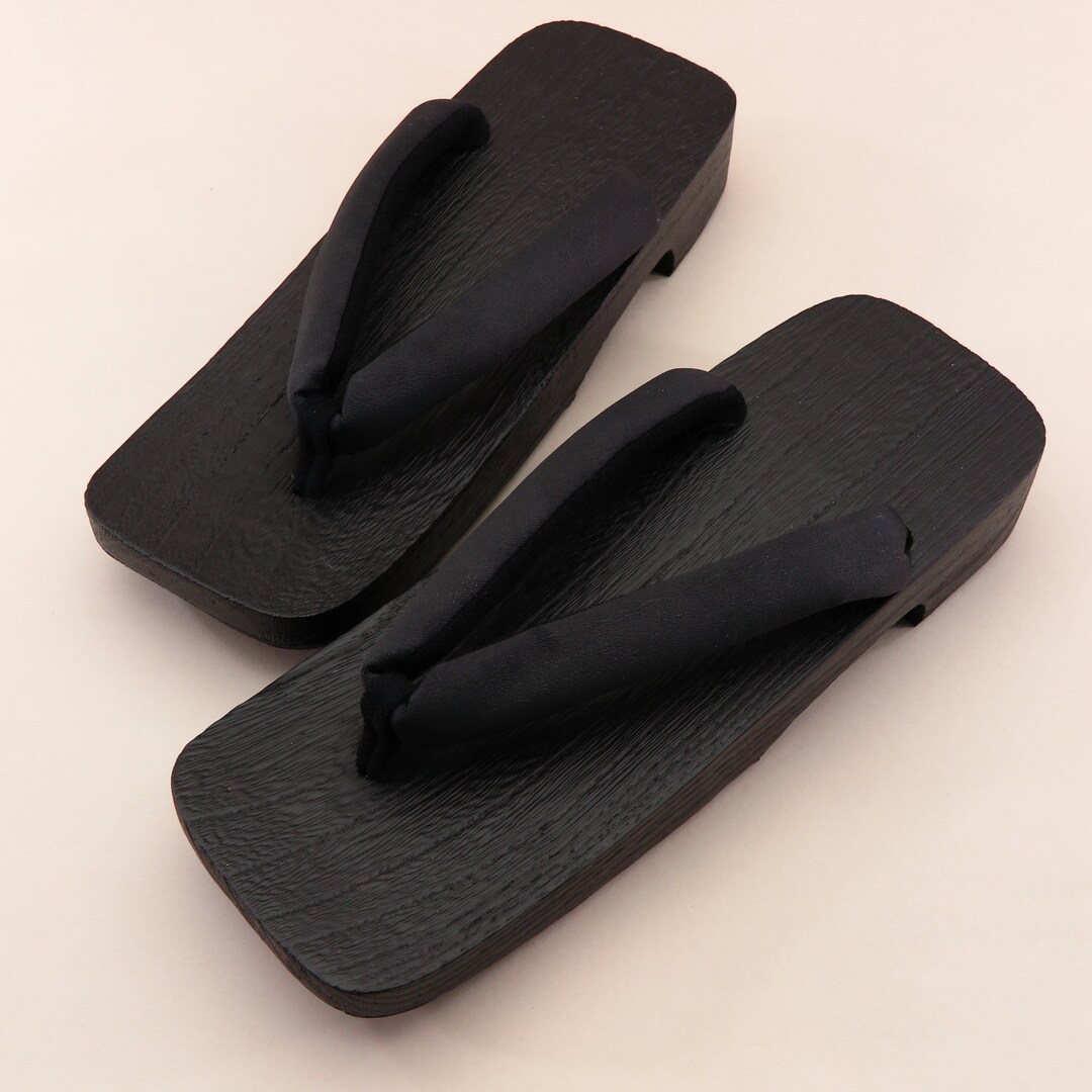 Japanese Wooden Geta Plain Black Tones Kimono Clothing Shoes Sandals ...