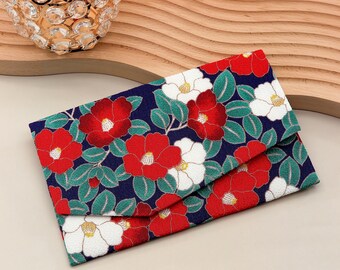 Japanese Magnetic Pouch Kiku Navy Tones Handmade Pouch Elegant Wallet ...