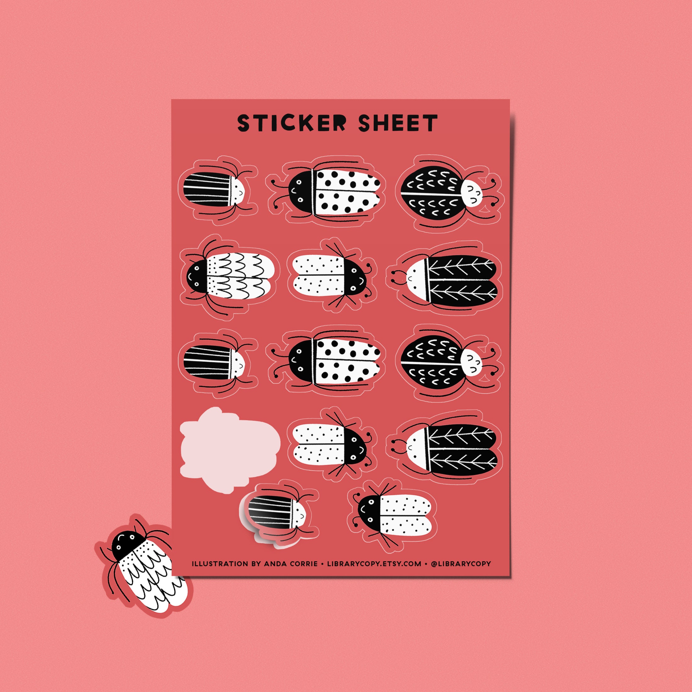 Bugs Sticker Sheet Insect Illustration Stickers - Etsy