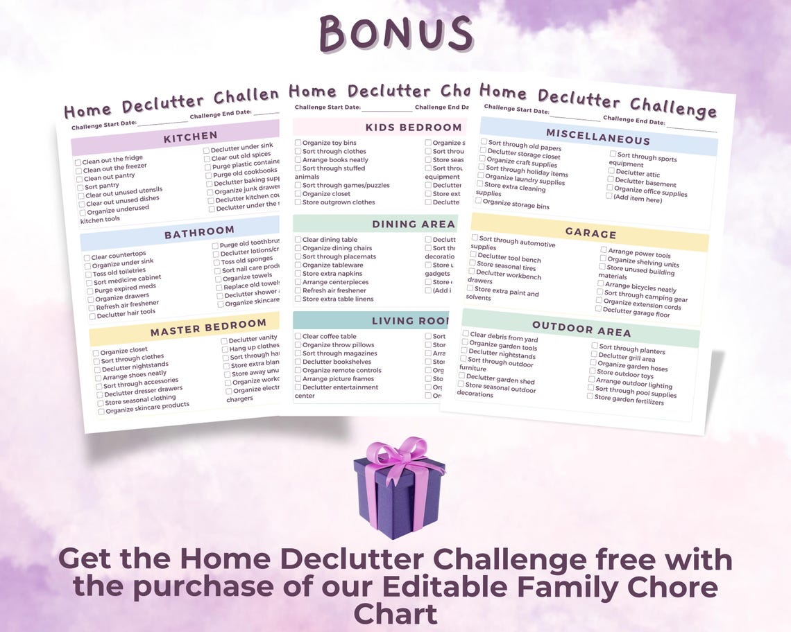 Editable Family House Chore Chart, House Responsibilities Chart, Family ...