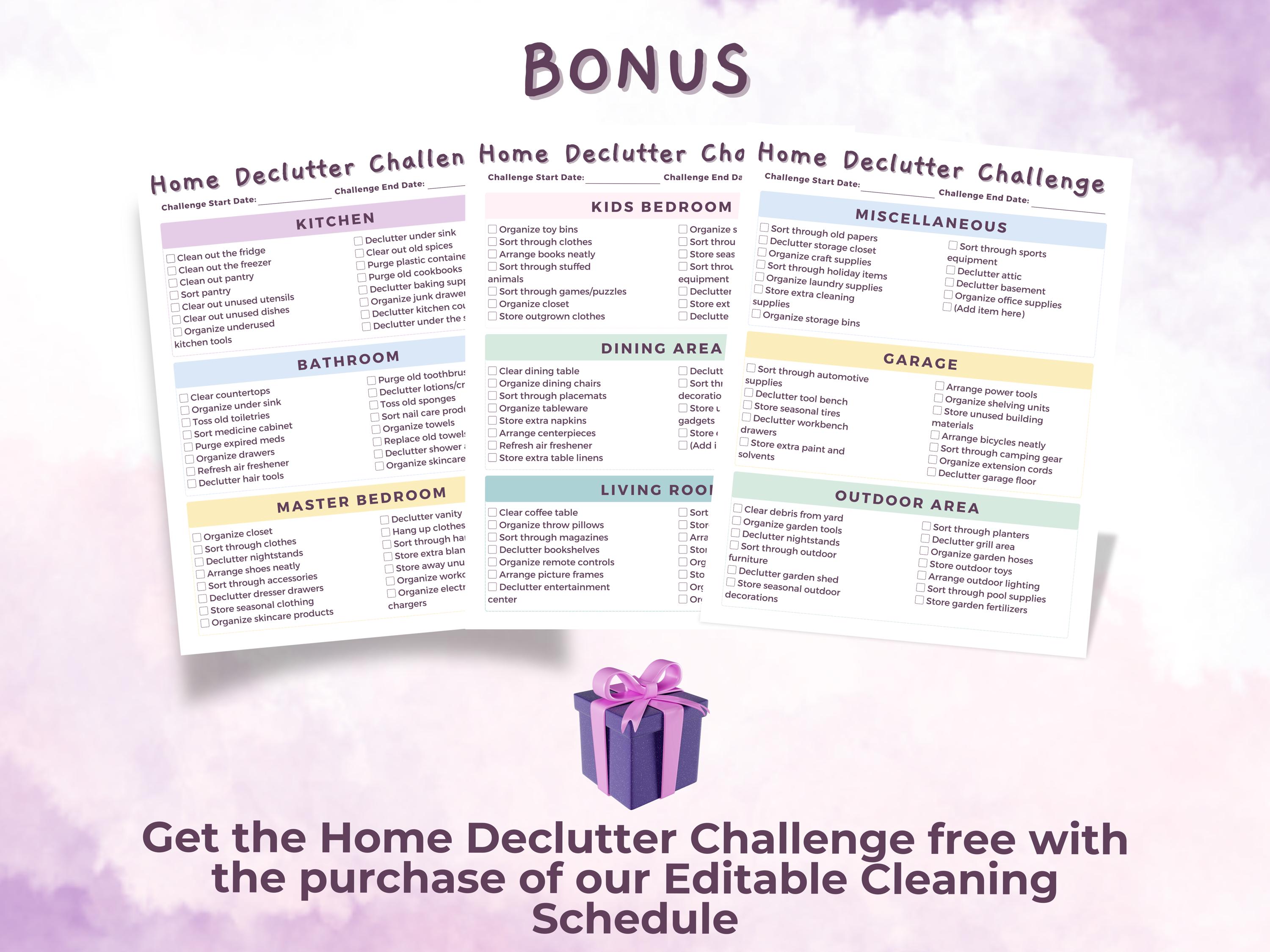 Editable Cleaning Schedule Planner: Household Chore Chart (printable ...