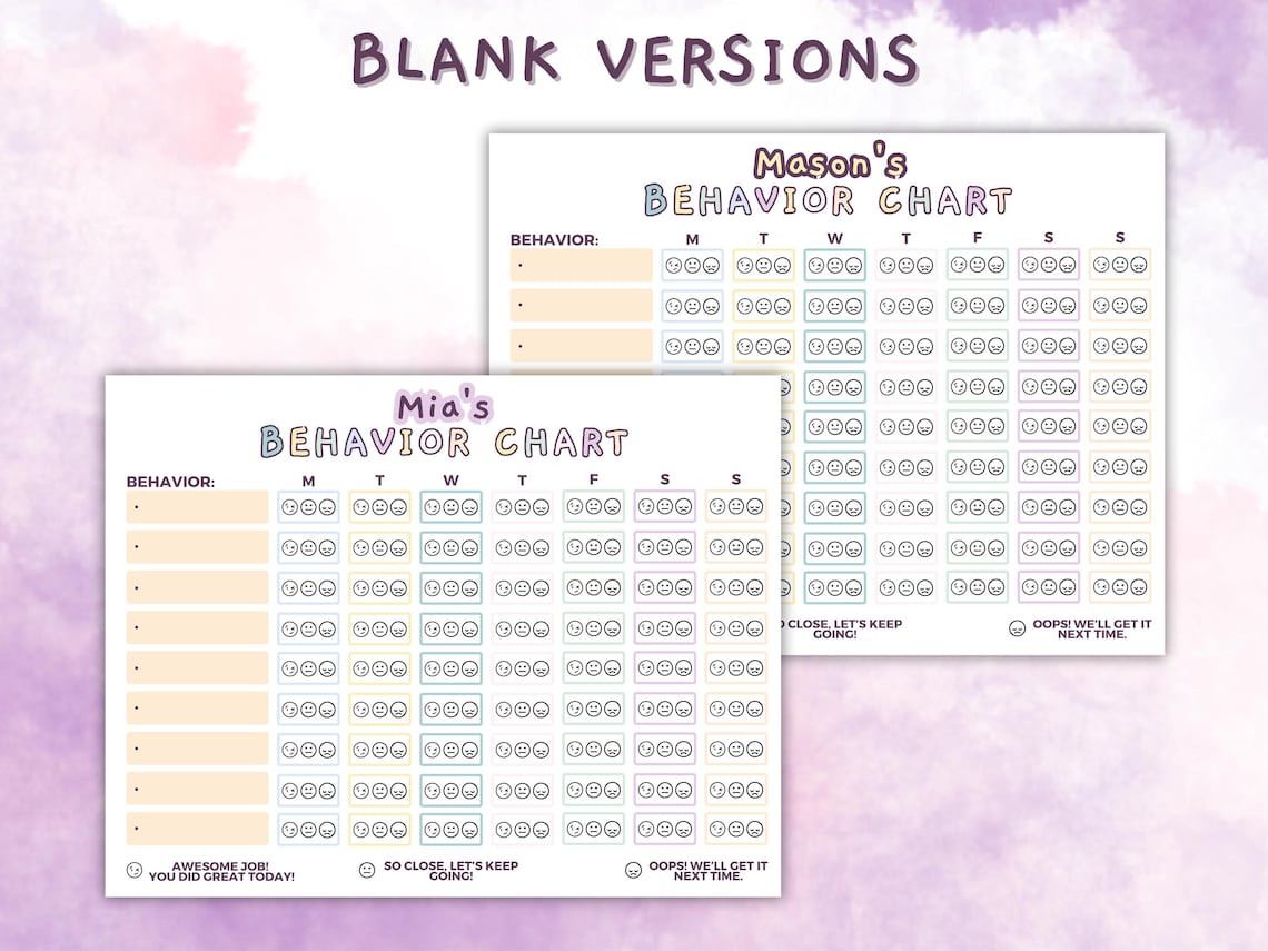 Editable Behavior Chart for Kids: Daily Tracker (digital Download) - Etsy