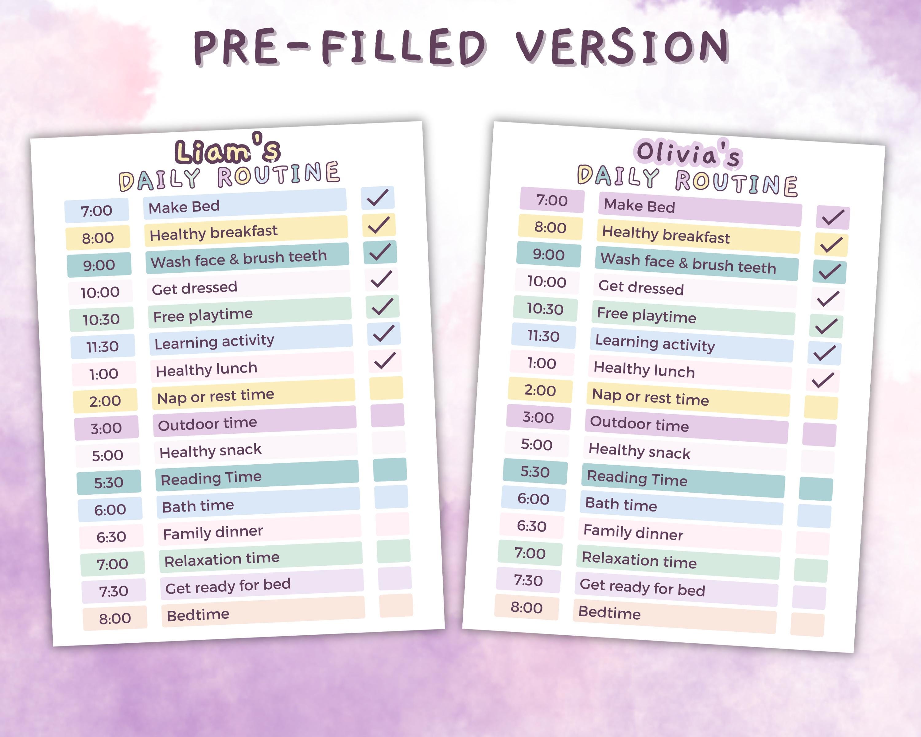Editable Children's Daily Routine Chart: Kids Schedule (digital ...