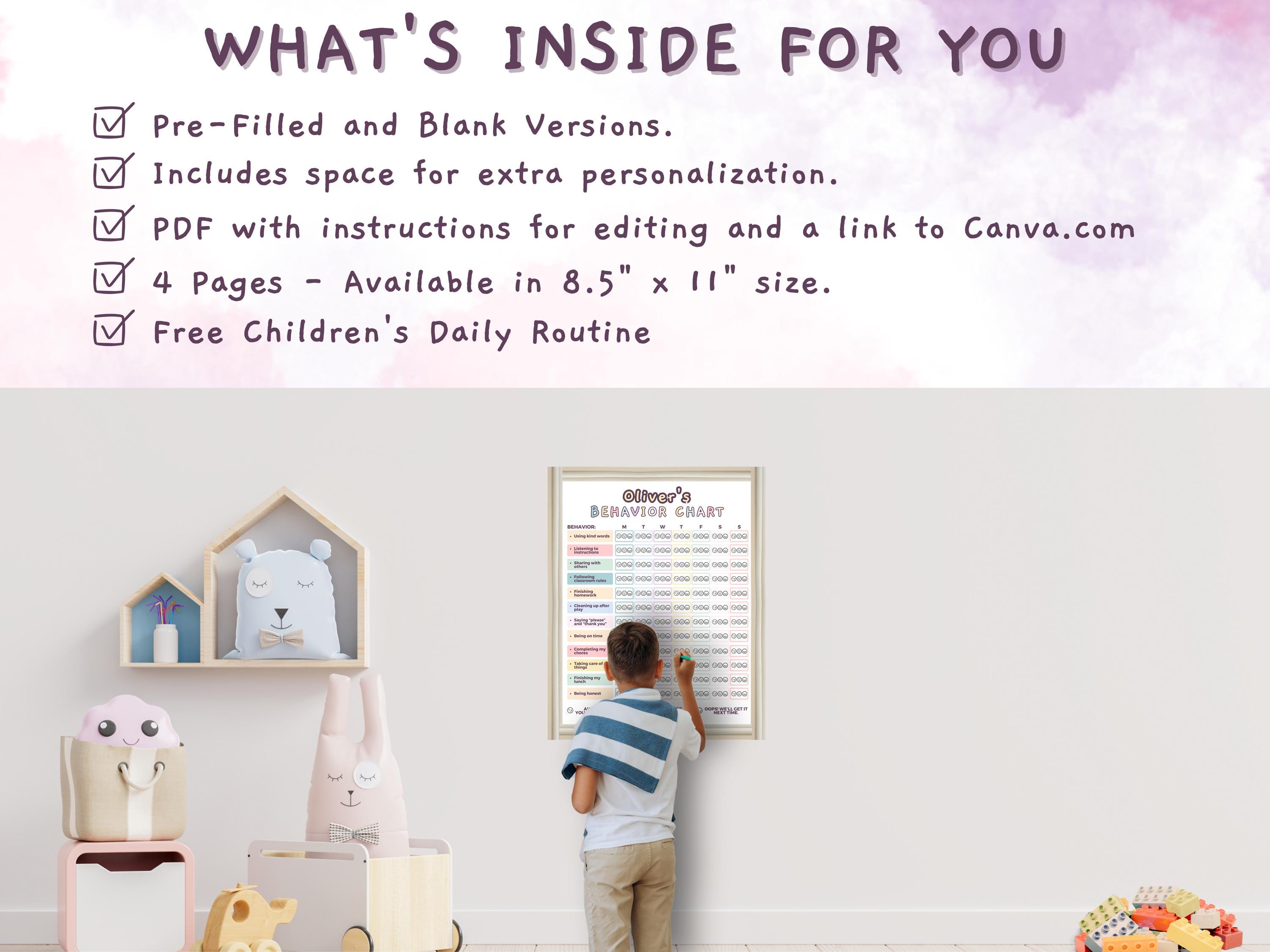 Editable Behavior Chart for Kids: Daily Tracker (printable) - Etsy