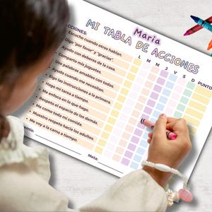 Spanish Behavior Chart for Kids: Rewards & Habits (canva Template ...