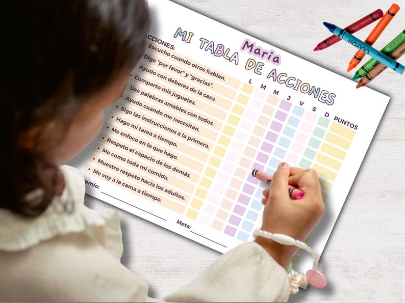 Spanish Behavior Chart for Kids: Rewards & Habits (canva Template ...