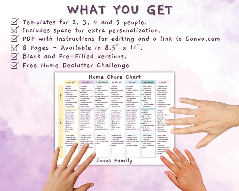 Editable Family Chore Chart Template (digital Download) - Etsy