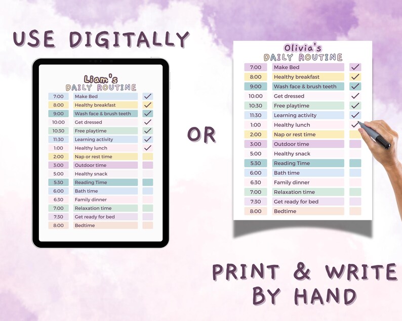 Editable Children's Daily Routine Chart: Kids Schedule (digital ...