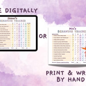 Behavior Reward Chart for Kids, Daily Behavior Tracker, Good Behavior ...