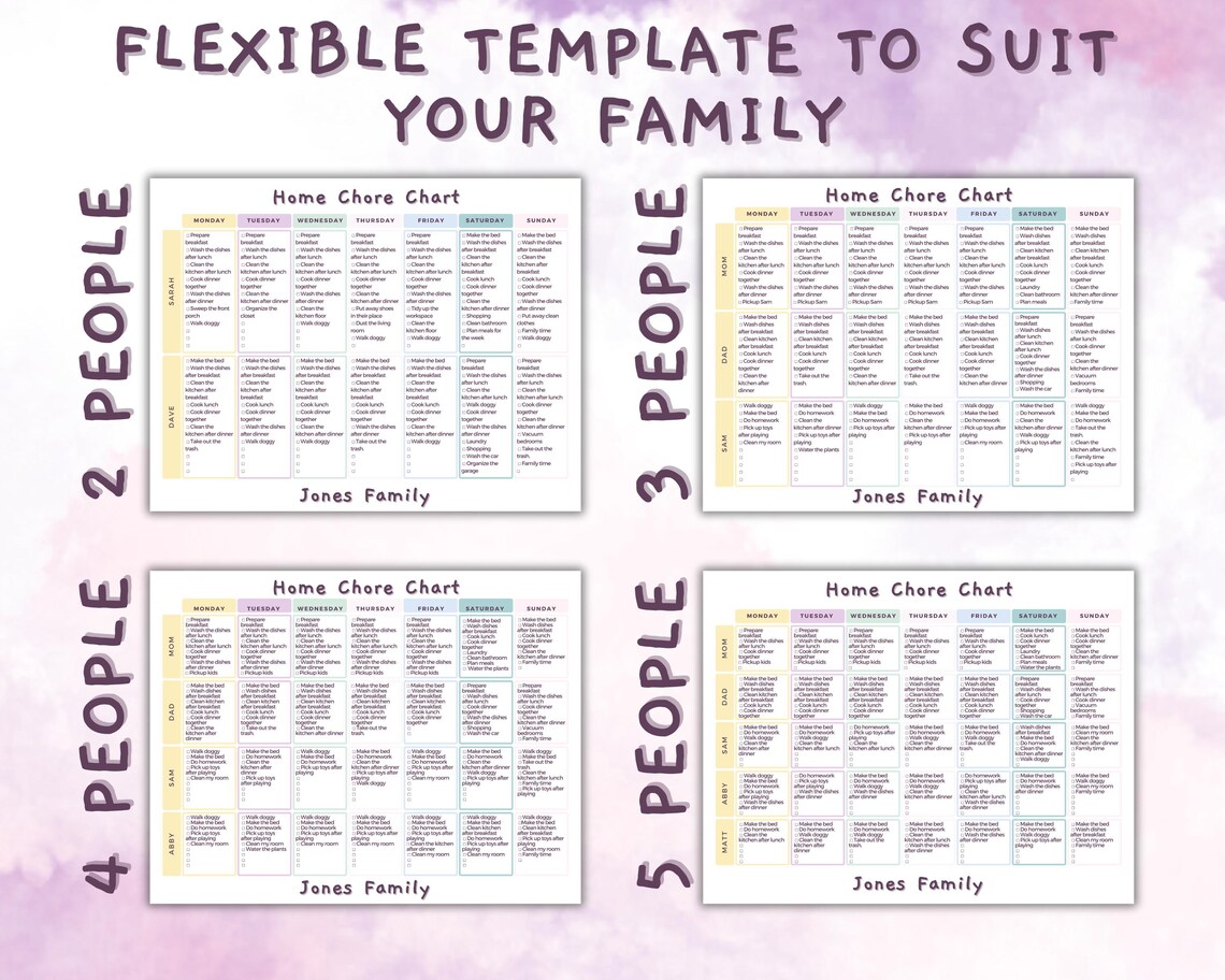 Editable Family Chore Chart Template (digital Download) - Etsy