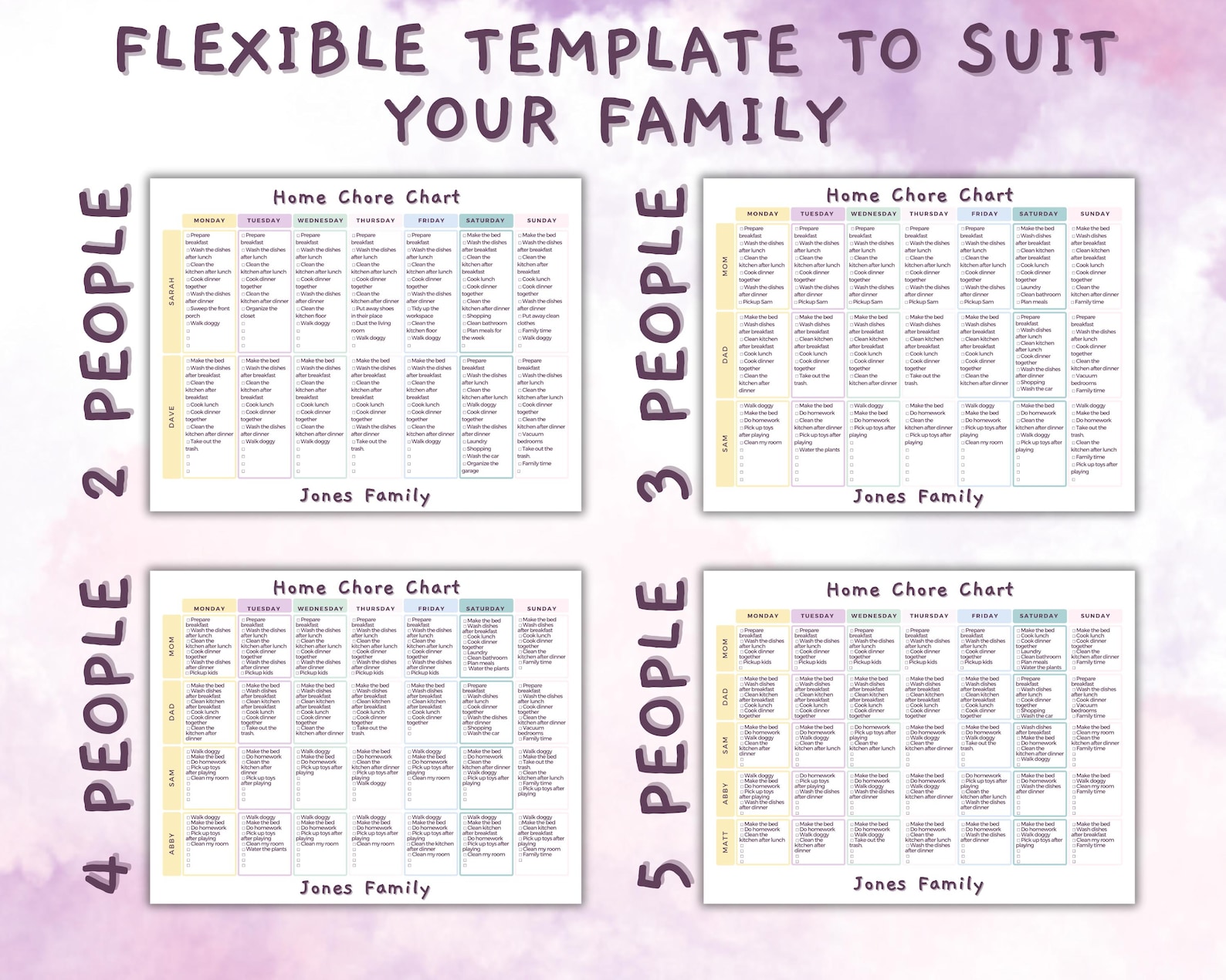 Editable Family Chore Chart Template (digital Download) - Etsy