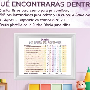 Spanish Behavior Chart for Kids: Rewards & Habits (canva Template ...