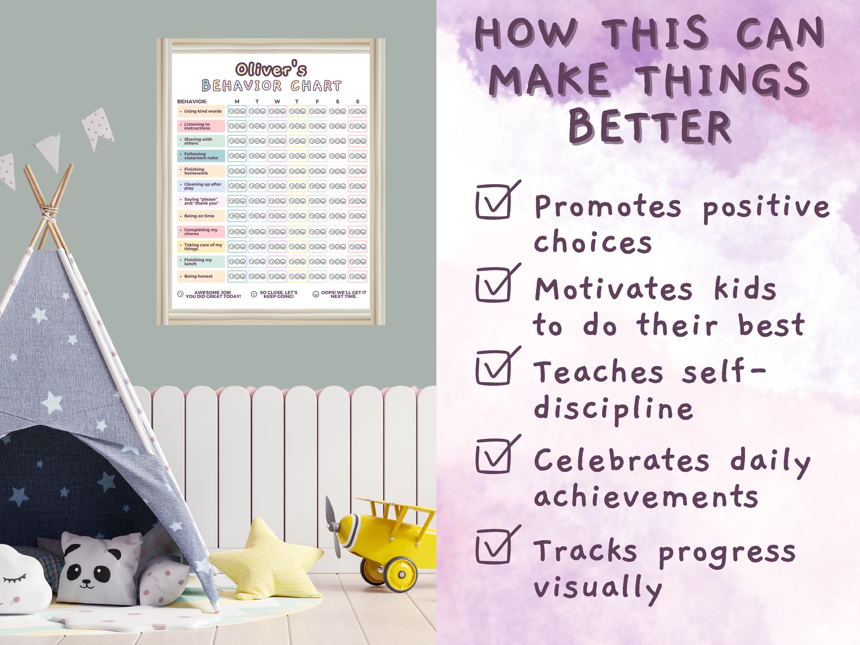 Behavior Chart for Kids, Kids Behavior List, Behavior Tracker for Kids ...