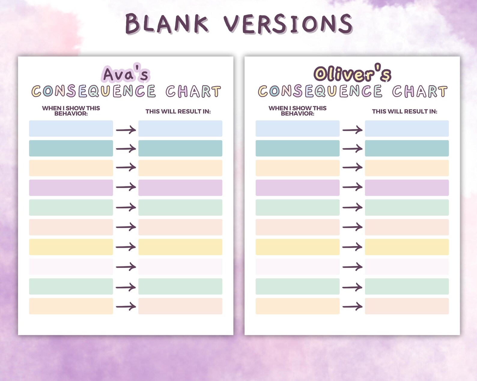 Consequence Chart for Kids, Behavior Tracker for Kids, Visual ...